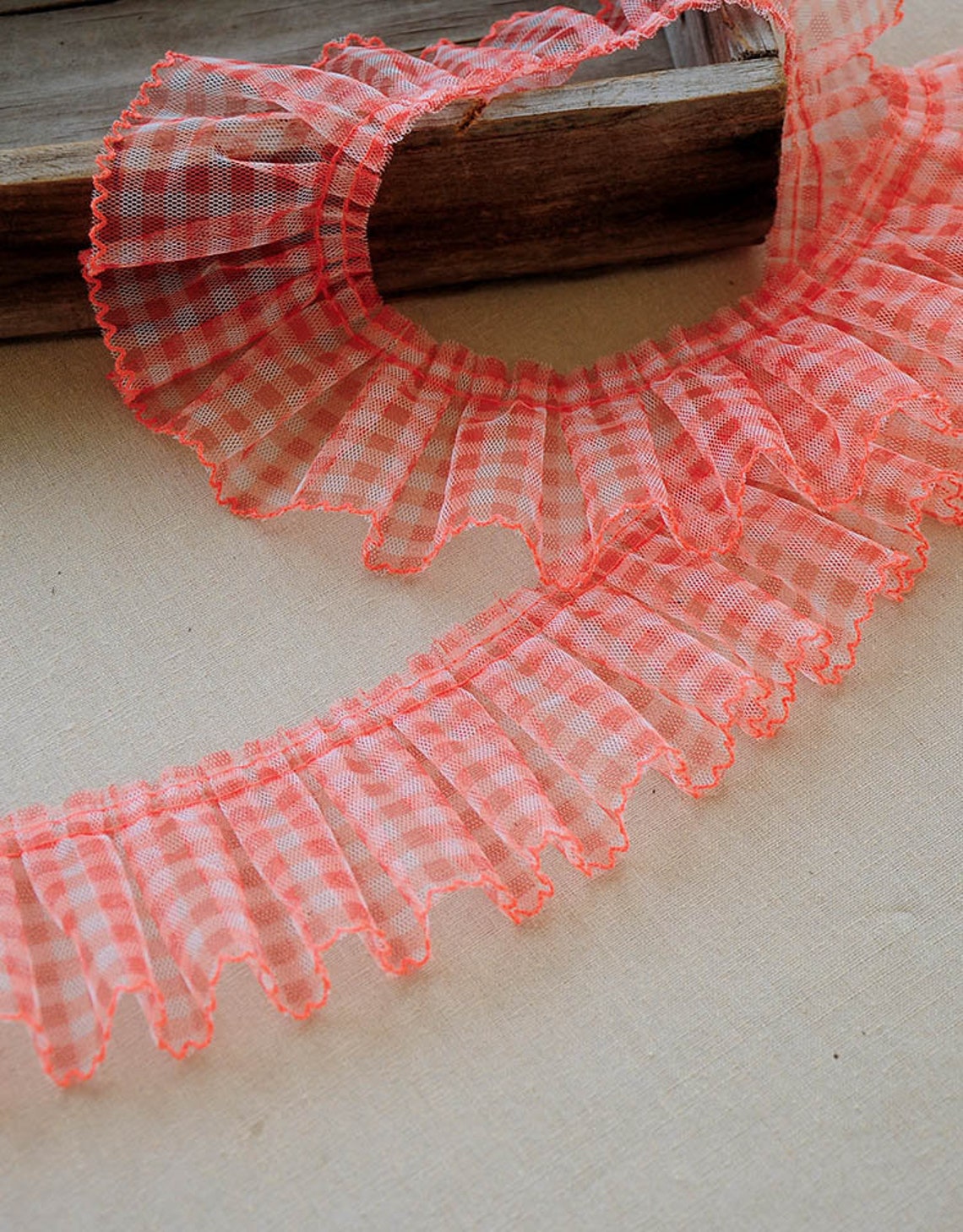 5 Yards Blue Ruffled Trim With Checks Fill Trim With Checks | Etsy