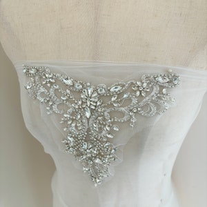 Silver Rhinestone Neckline Applique for Dress, Rhinestone Sweet Heart ...