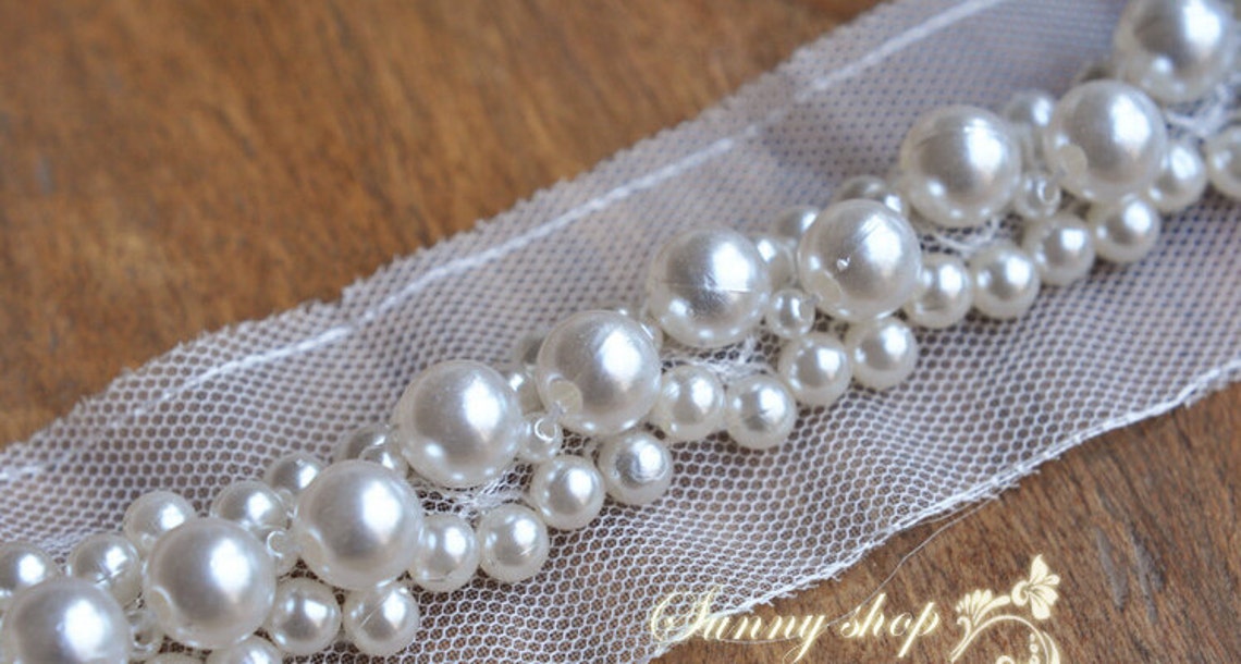 Pearl Beaded Lace Trim Pearl Beading Trim for Bridal Sash - Etsy