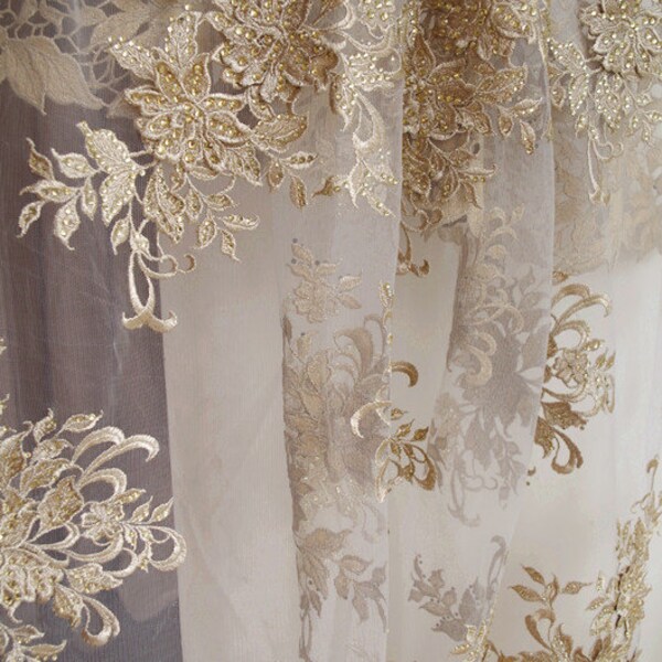 Buy Gold Lace Fabric - Etsy
