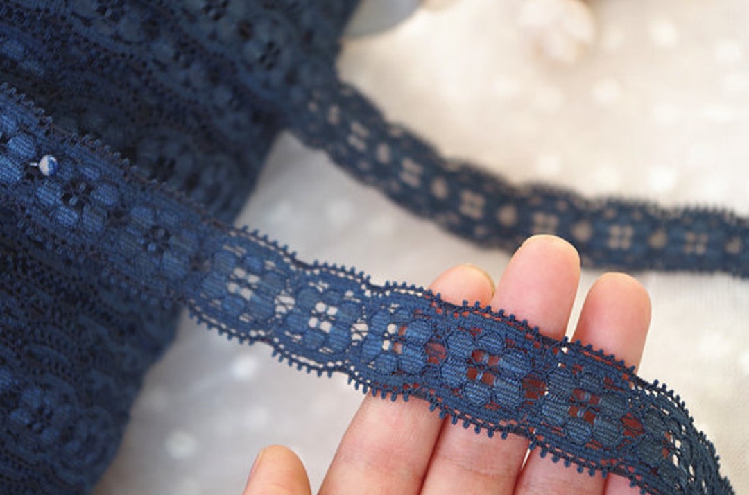 10 Yards Navy Blue Stretch Lace Trim, Elastic Lace Trimming by the Yard ...