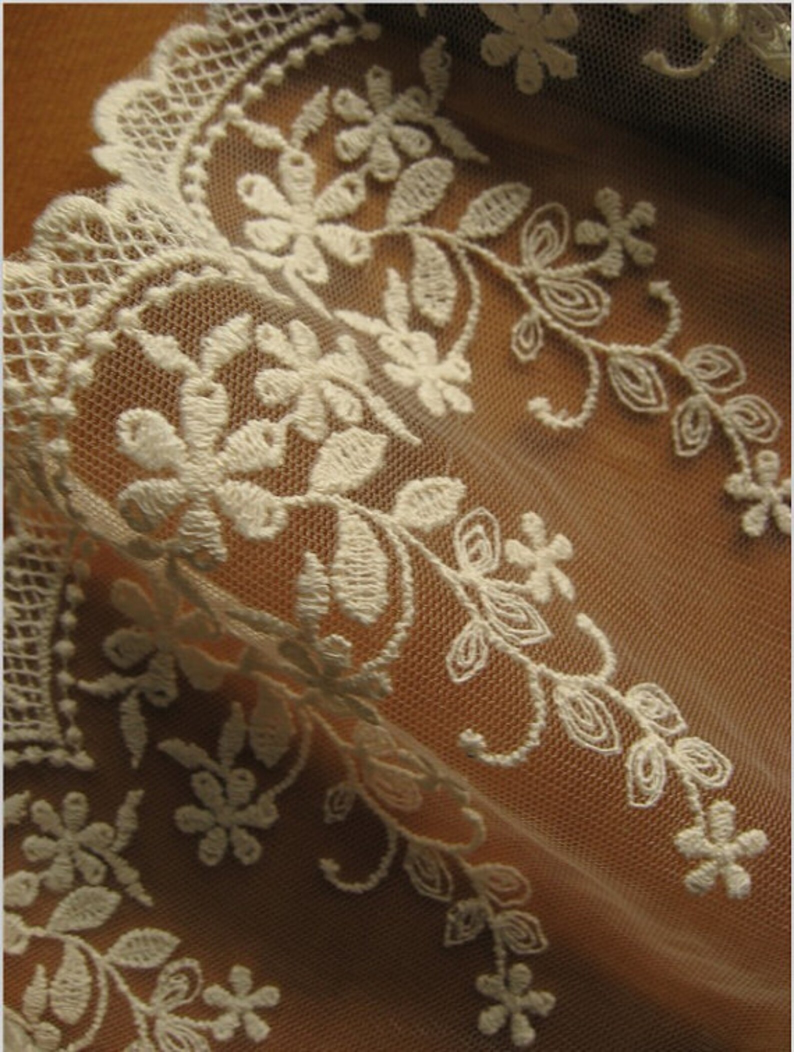 Ivory Lace Trim Cotton Embroidered Mesh Lace With Scalloped - Etsy