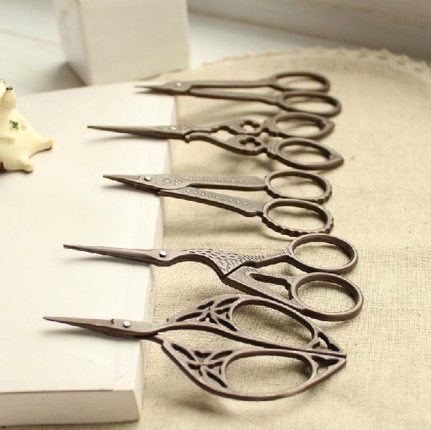 Antique Bronze Scissors Sweing Emroidery Scissors Vintage - Etsy