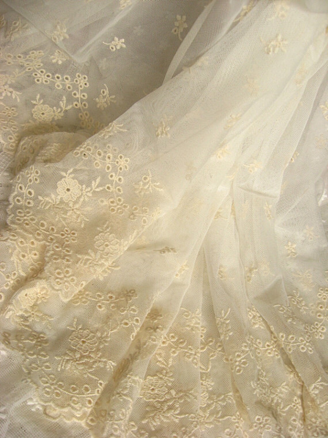 Cream Lace Trim With Hollowed Floral Cotton Embroidered Lace - Etsy