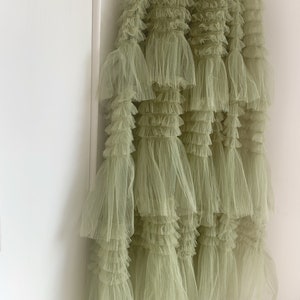 Olive Green Ruffled Fabric, Ruffle Fabric for Cake Dress, Bridal Dress ...