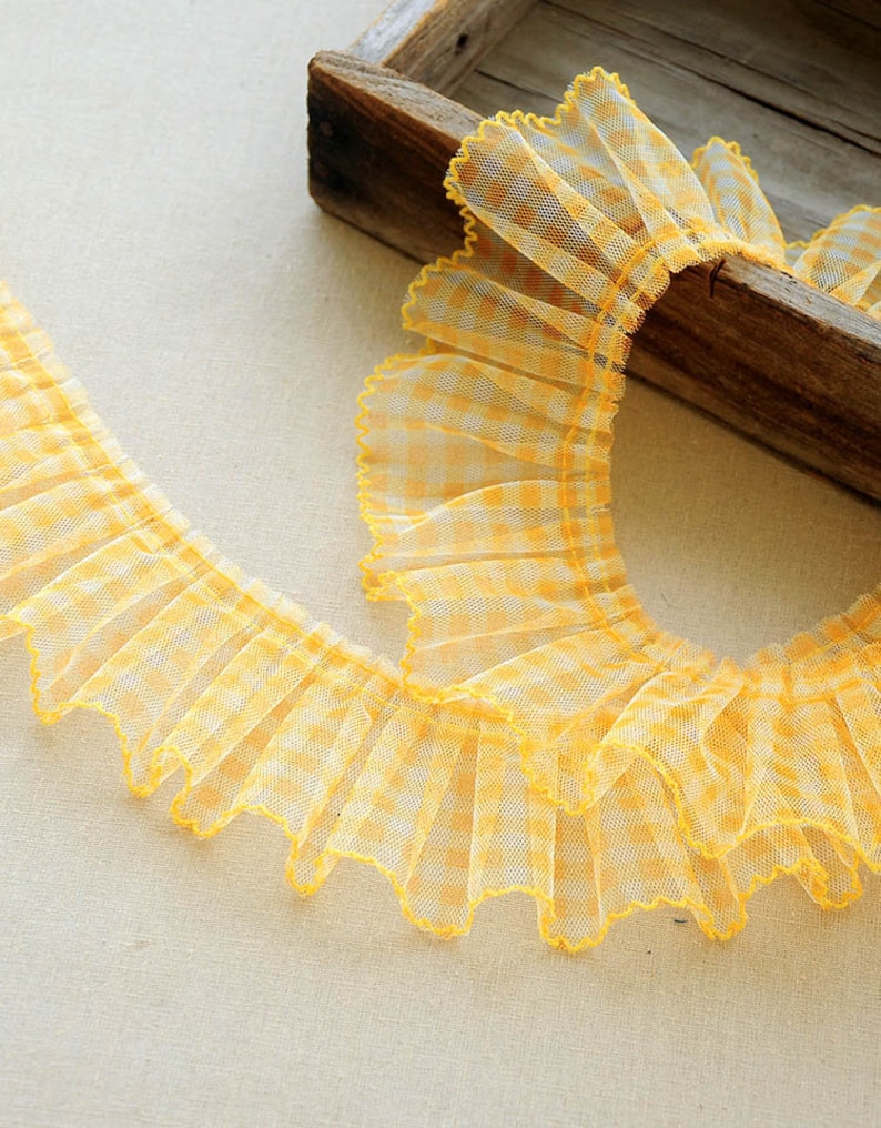 5 Yards Blue Ruffled Trim With Checks, Fill Trim With Checks - Etsy