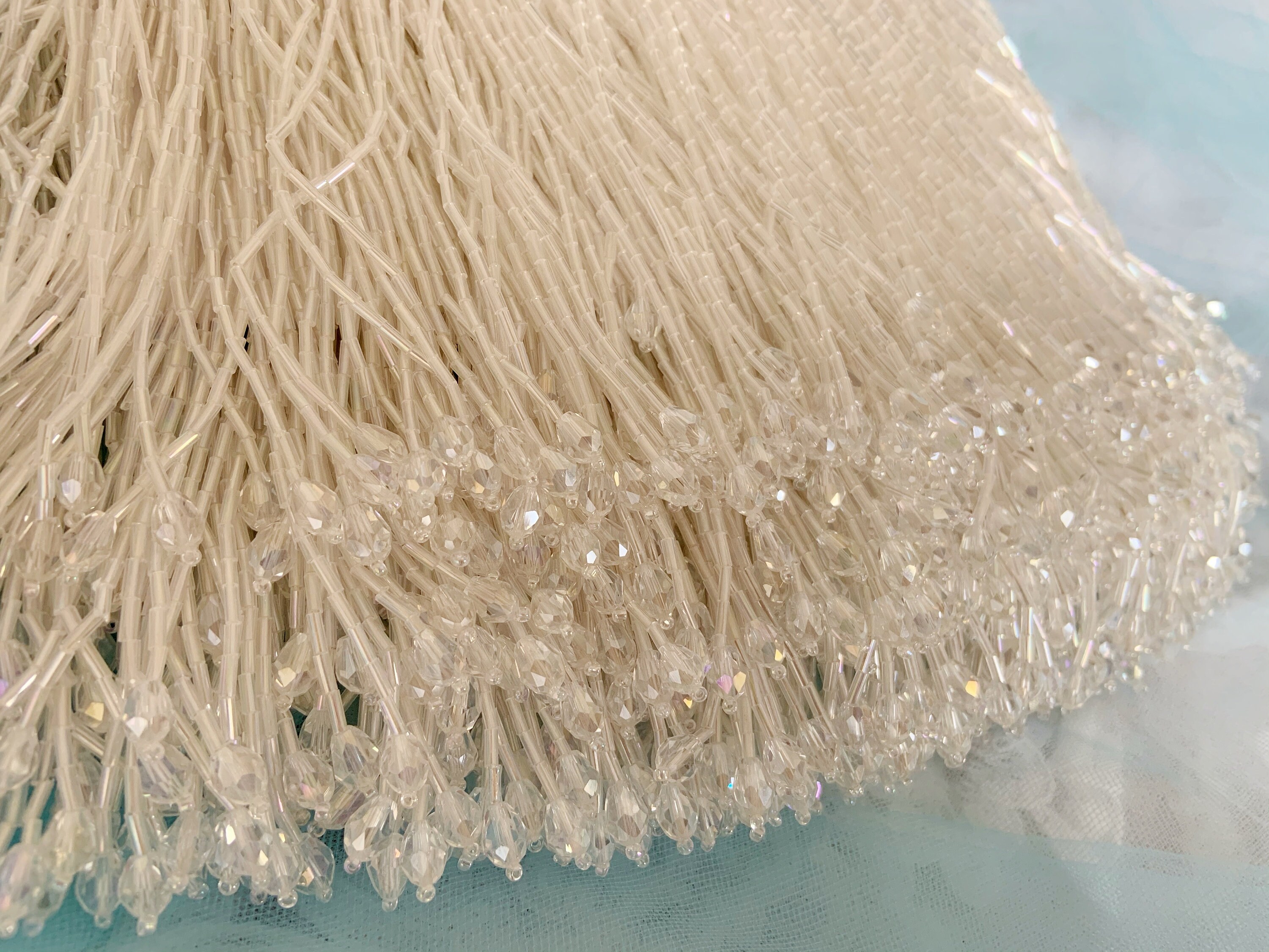 Off white Bead Fringe trim for haute couture bead fringe with | Etsy