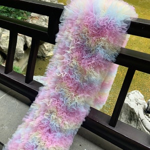 Pastel Rainbow Ruffle Fabric for Dress, Tulle Ruffles Fabric for Cake ...