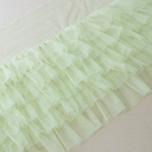 Light Blue Ruffled Trim, Tulle Ruffles Trim, Tutu Mesh Trim, Doll Dress ...