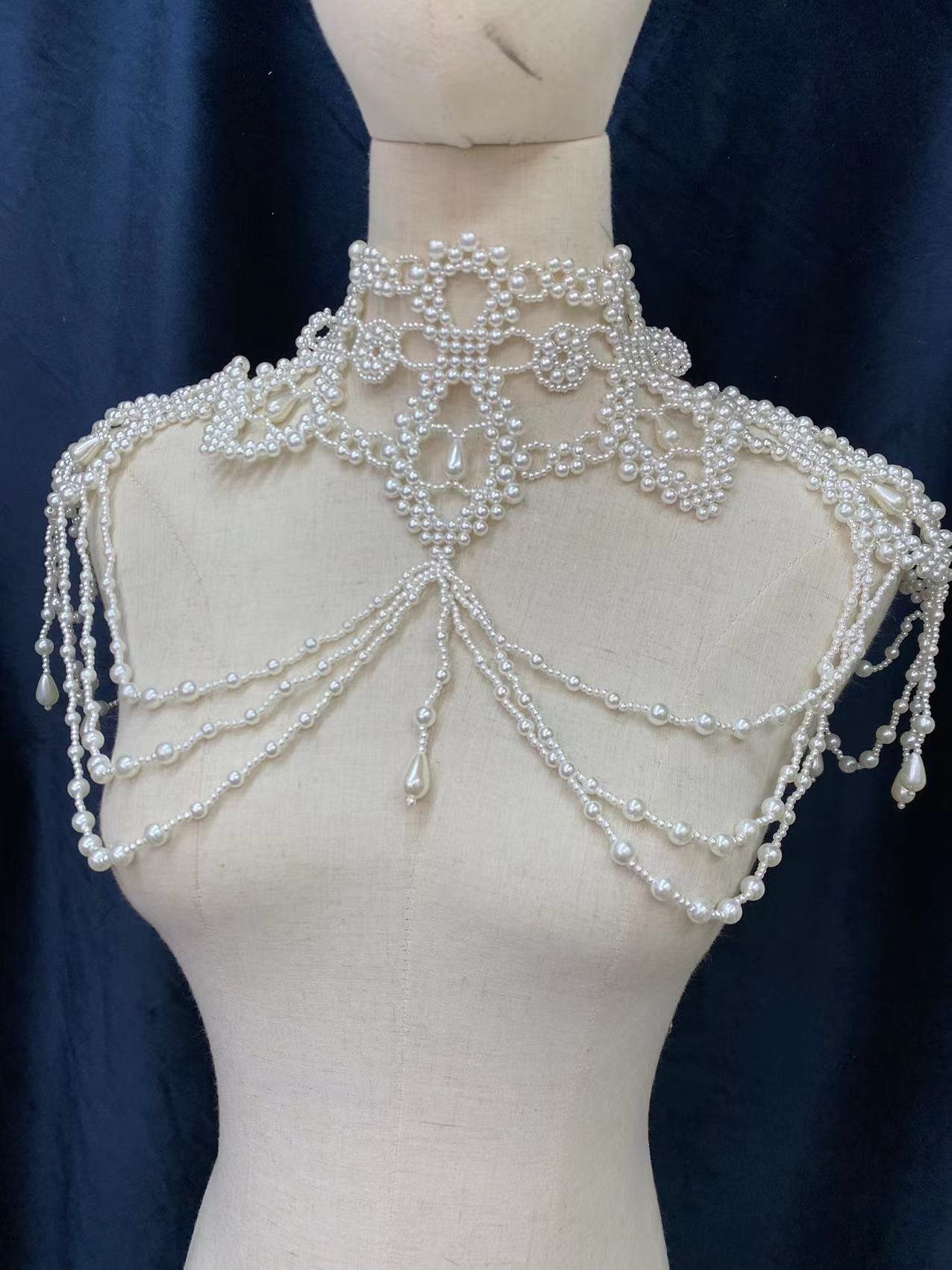 Hand Crated Pearl Beaded Cape Deluxe Pearl Cape | Etsy