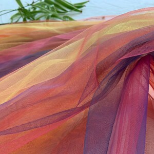 Tie Dyed Style Tulle Fabric With Gradient Colors, Rainbow Color Mesh ...