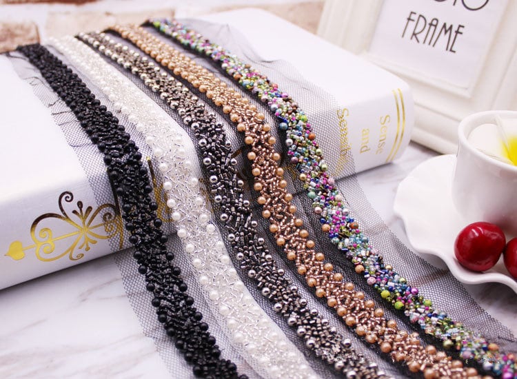 1.8 Yards Heavy Beaded Lace Trim Bugle Bead Lace Tape Heavy - Etsy