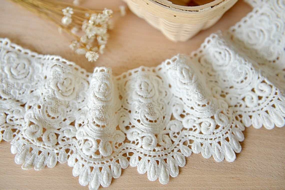 Off White Cotton Lace Trim Crochet Cotton Lace Retro - Etsy