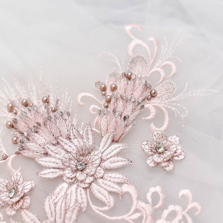 Light Pink Lace Applique Heavy Bead Lace Applique 3D Lace - Etsy