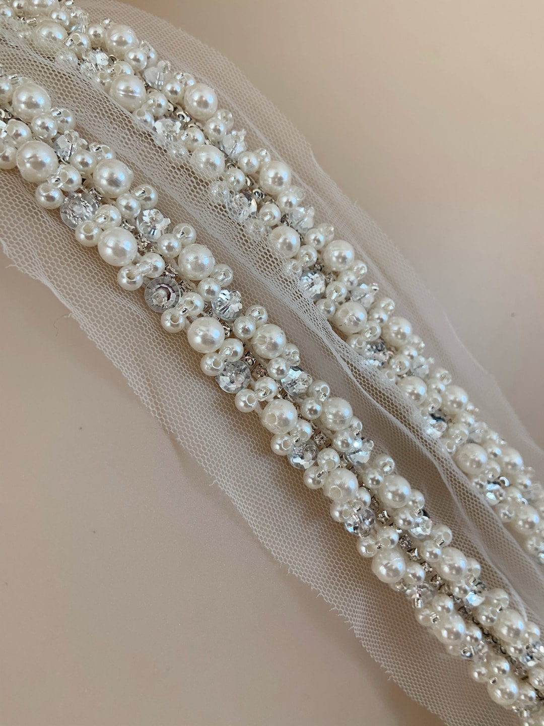 Pearl Rhinestone Beaded Trim Beading Trim for Bridal Sash, Wedding ...