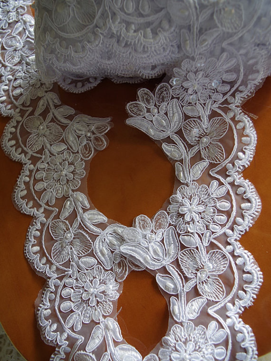 White Pearl Beaded Lace Trim Bead Alencon Lace Trim Ivory - Etsy