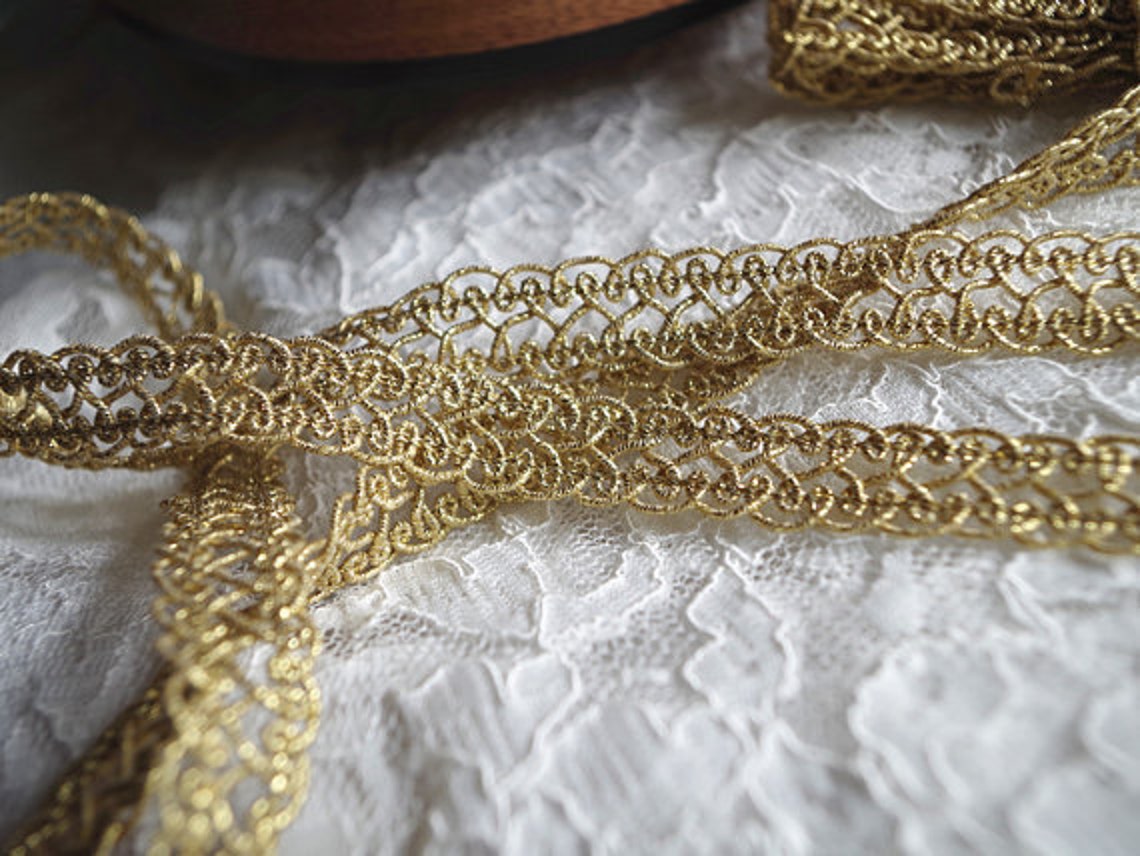 Metallic Gold Lace Trim Crochet Lace Trim Golden Lace Tape | Etsy