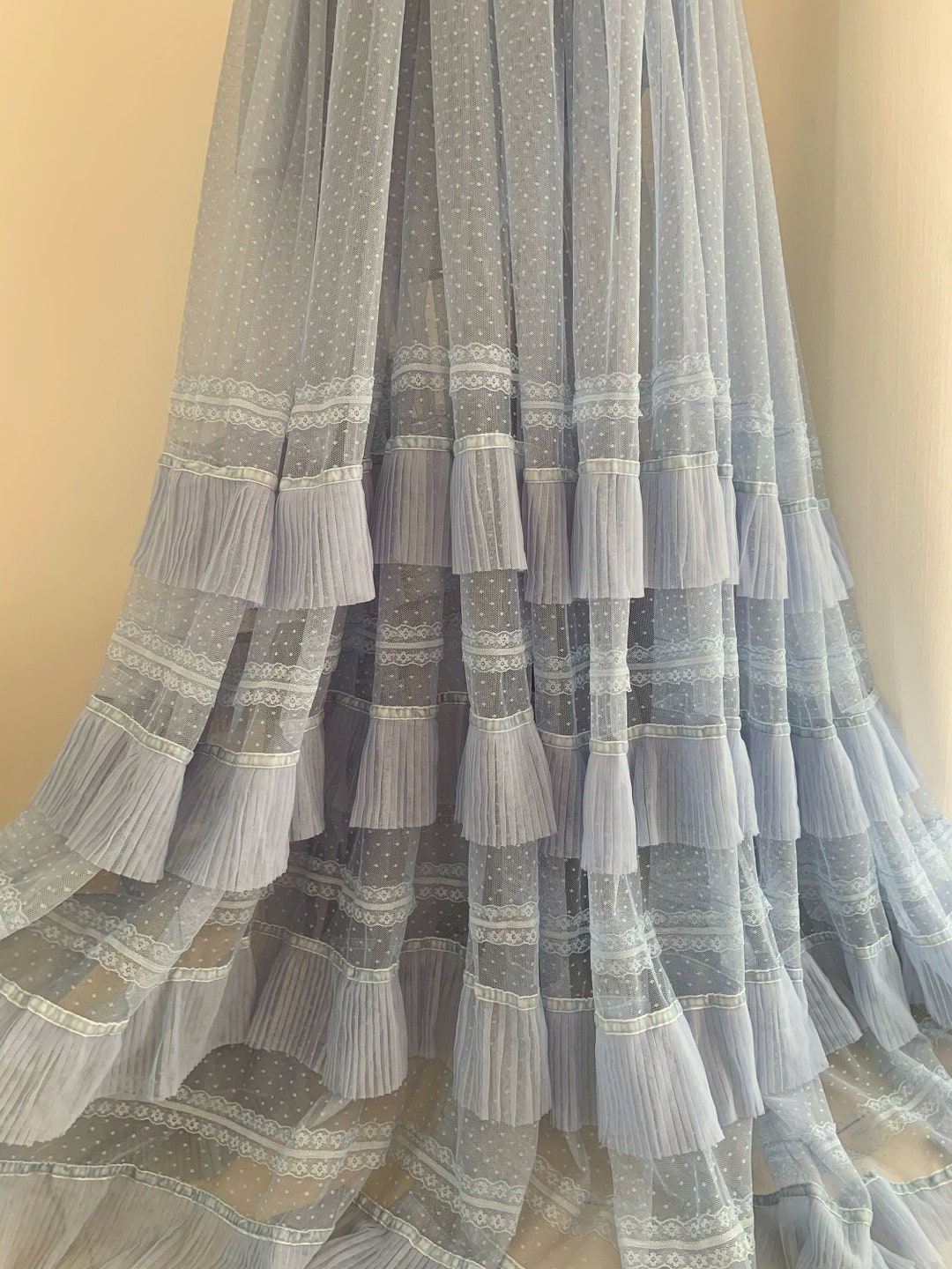 Pale Blue Ruffled Tulle Fabric Ruffle Fabric for Cake Dress - Etsy