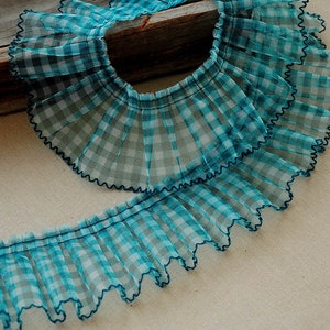 5 Yards Blue Ruffled Trim With Checks, Fill Trim With Checks - Etsy
