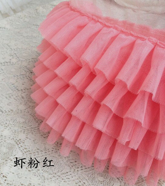 Light pink ruffled trim tutu dress fabric ruffle mesh lace | Etsy