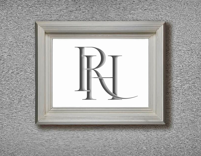 Custom Interlocking RH HR Wedding Monogram Logo Printable Digital ...