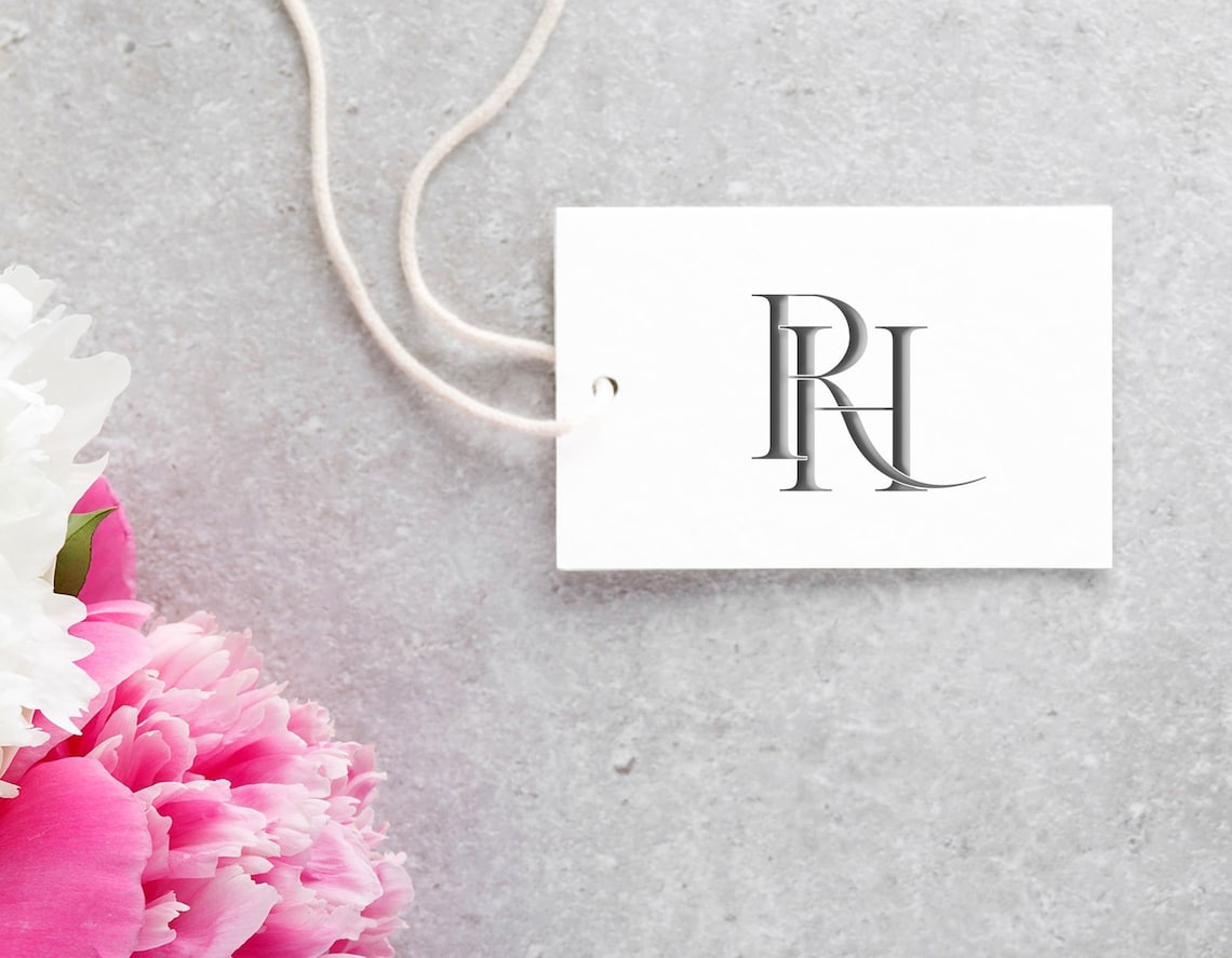 Custom Interlocking RH HR Wedding Monogram Logo Printable Digital ...