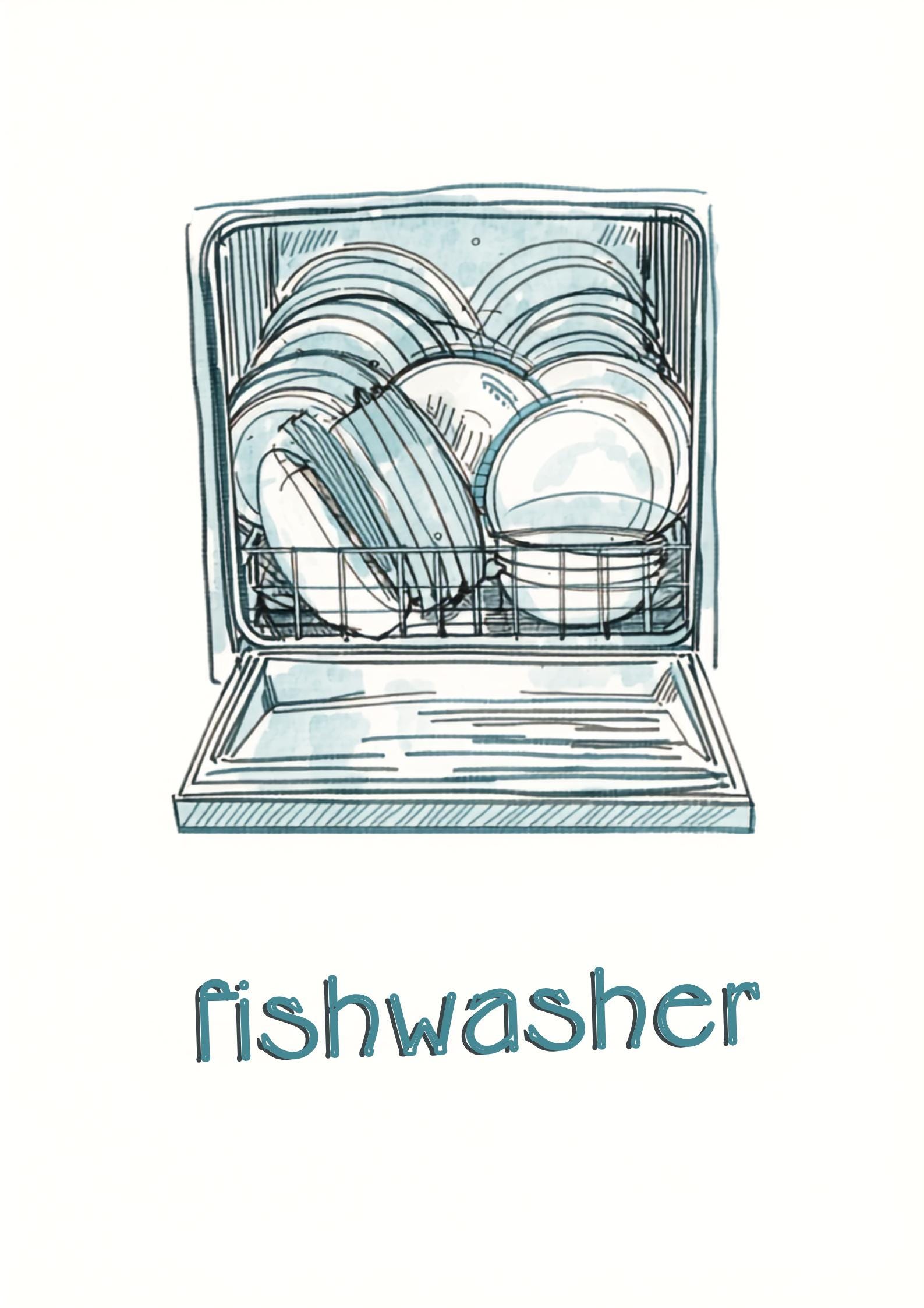 Children's Mispronunciation Art Print: "fish Washer" Dishwasher ...
