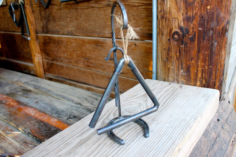 Small Dinner Bell on a Hand Forged Stand Bunk House Bell | Etsy