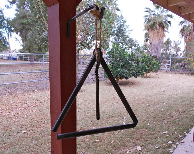IRON Cowboy Western DINNER TRIANGLE Calling Bell Ringer Et - Etsy