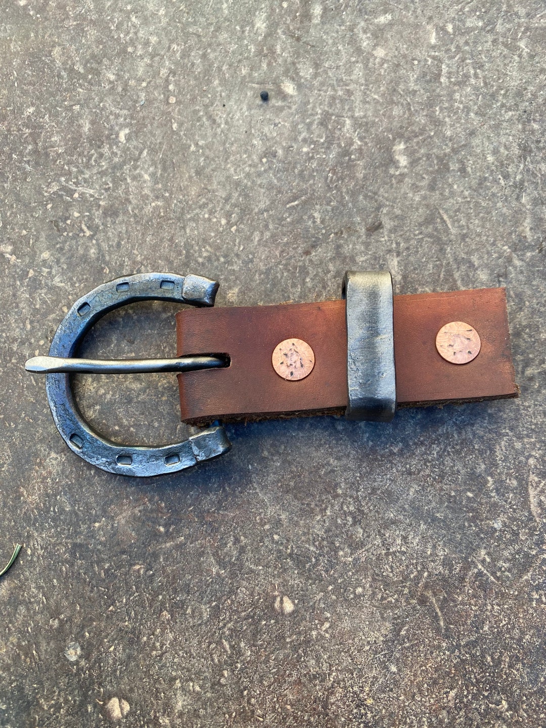 Hand Forged Horseshoe Belt Buckle - Etsy