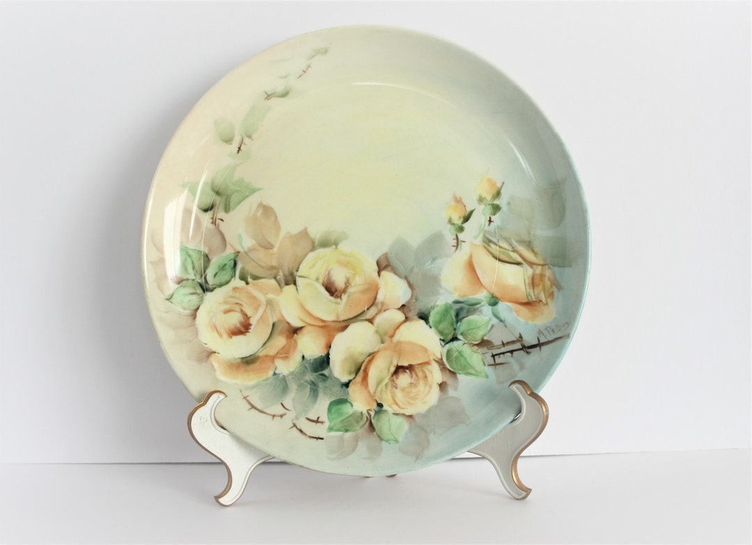 Yellow Roses Hand-painted China Plate Vintage 1949 - Etsy