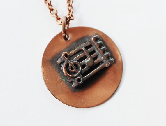 Vintage Copper 60's MCM Treble Clef Music Note Pendant - Etsy