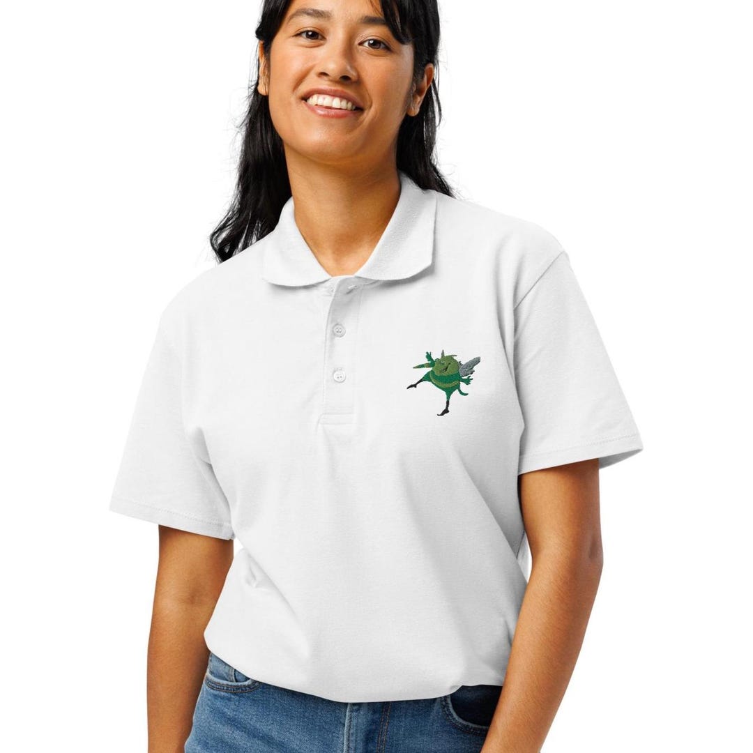 The Bugman Lives! Funny Bugman Logo - Premium Pique Polo Shirt - Back ...