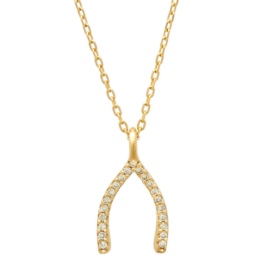 Diamond Wishbone Pendant With Chain - Etsy