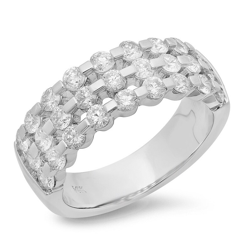 Three Row Diamond Ring - Etsy