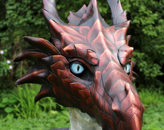 Red Leather Dragon Mask - Etsy