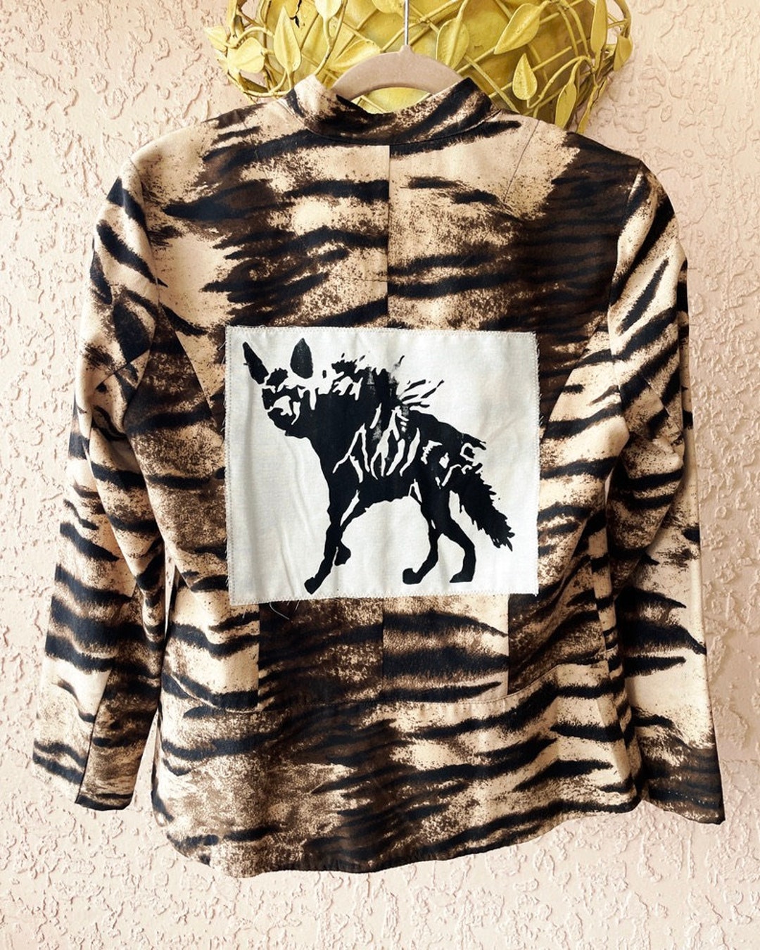 Striped Hyena Patch Jacket // Tiger Stripe Print // - Etsy