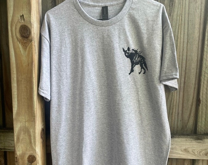 Hyena T-shirt // Hyena Linocut Print Shirt // Hyaena Hyaena // Striped ...