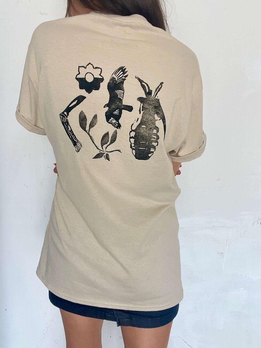 Sparrow Shirt // Handprinted // Bird // Grenade // Pocket Knife // Fish ...