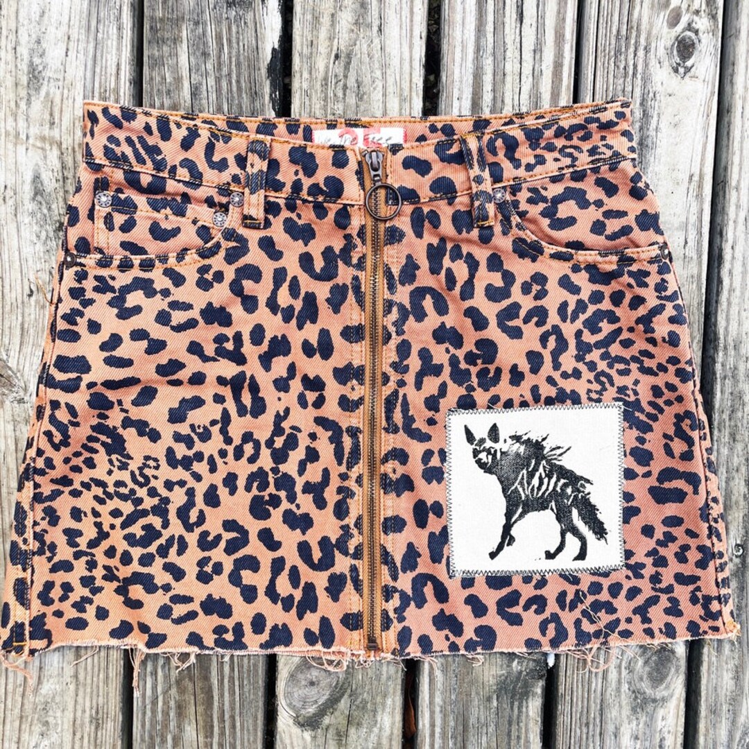 Leopard Mini Skirt // Hyena Patch // Punk Patch // Animal - Etsy