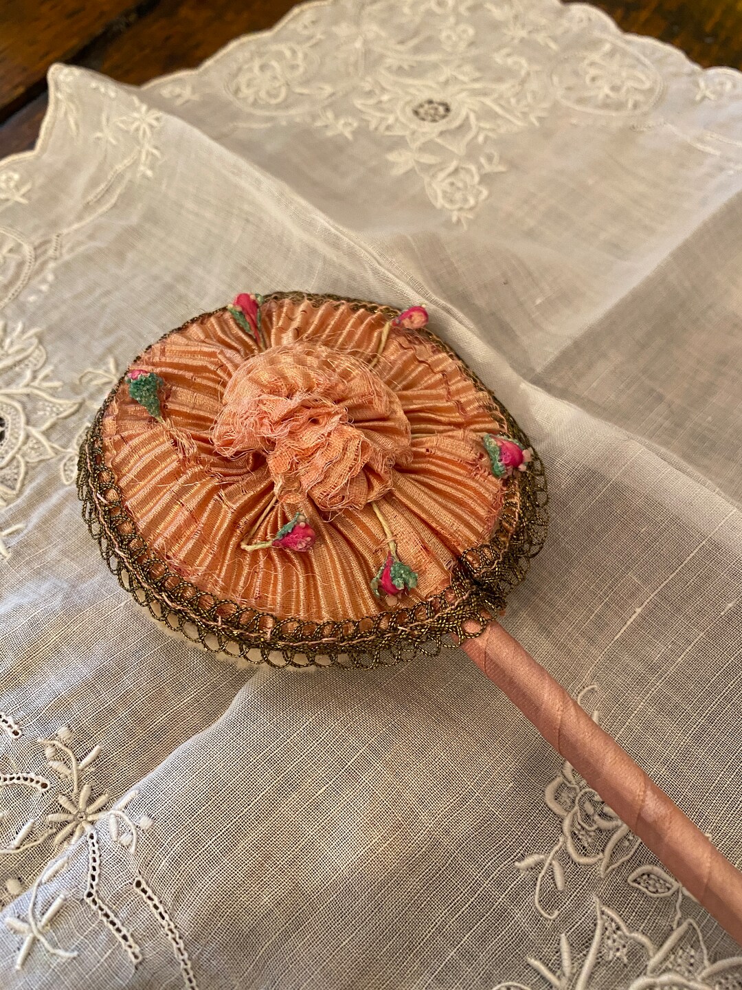 Antique Silk Ribbon Work Powder Puff Authentic 1920s - Etsy