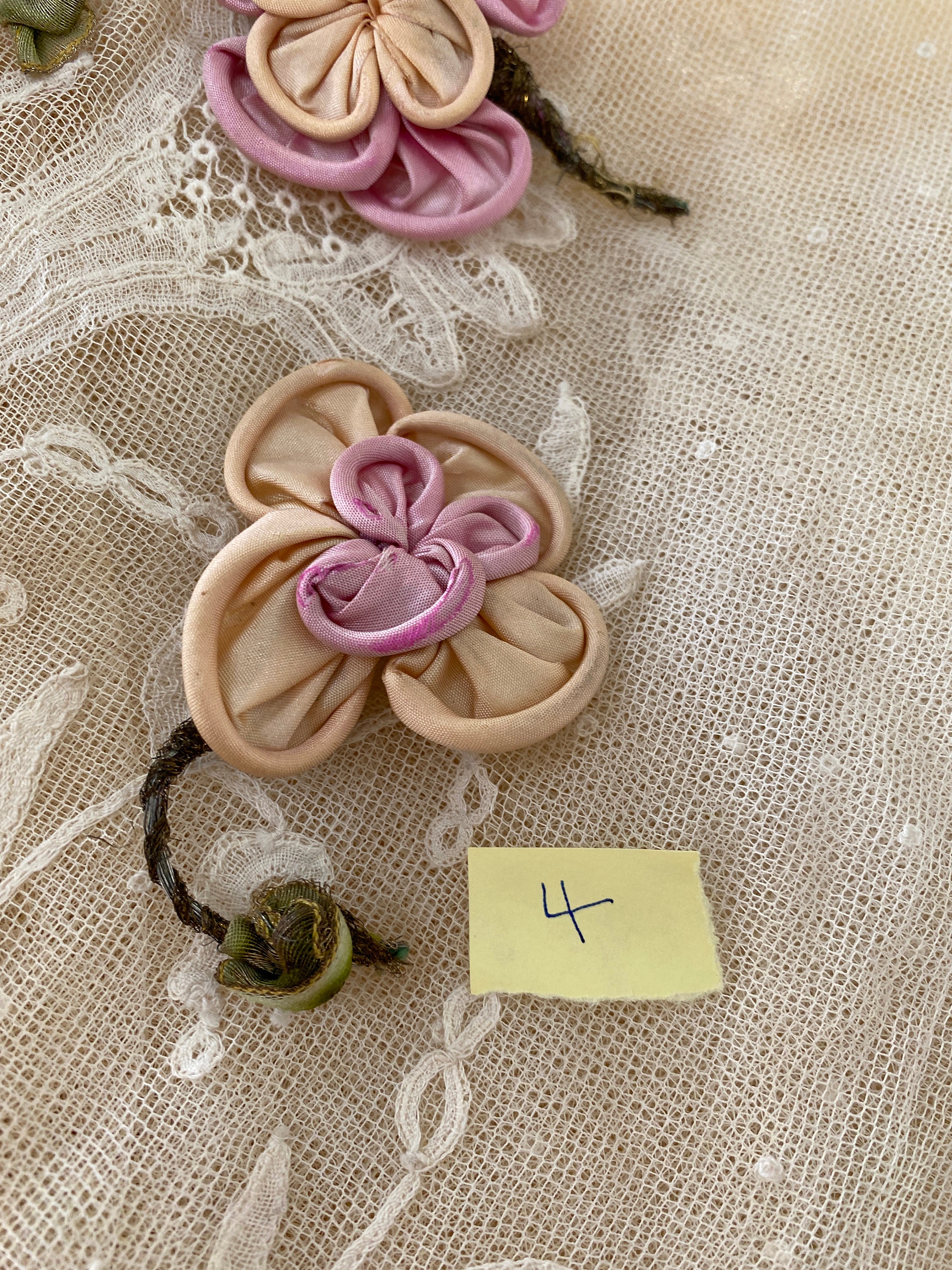 Antique Rare Ribbon Work Flower Great Colors Silk | Etsy