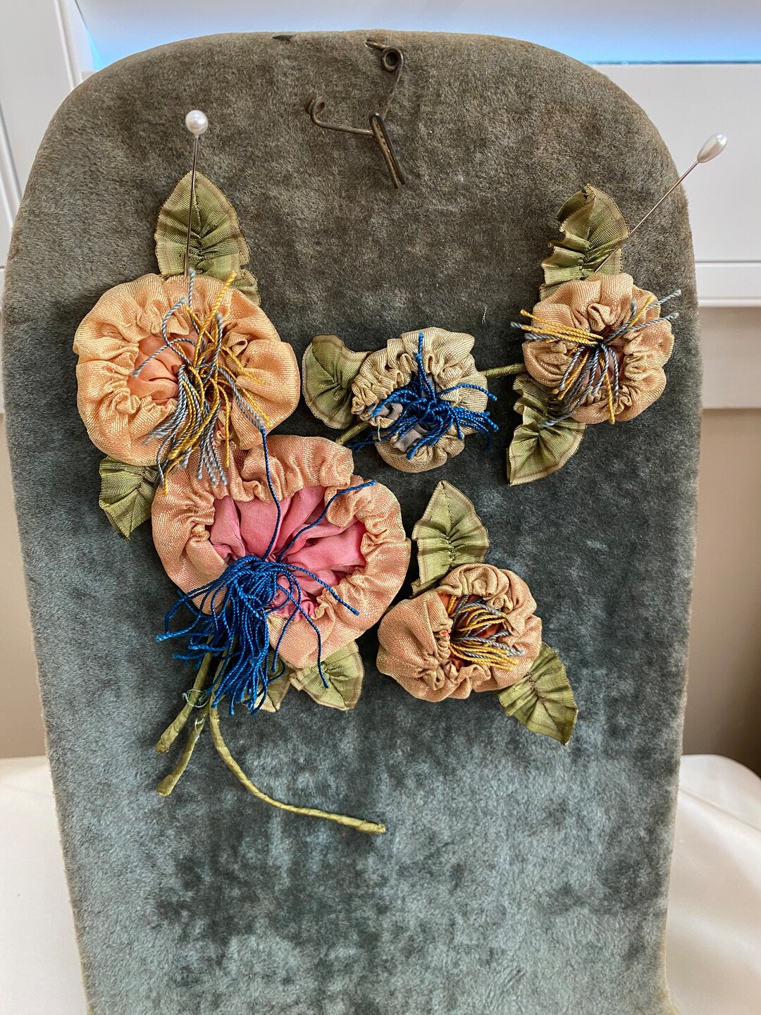 Exceptional Unusual Antique Authentic Ribbon Work With Tassels Metal ...