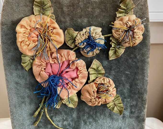 Exceptional Unusual Antique Authentic Ribbon Work With Tassels Metal ...