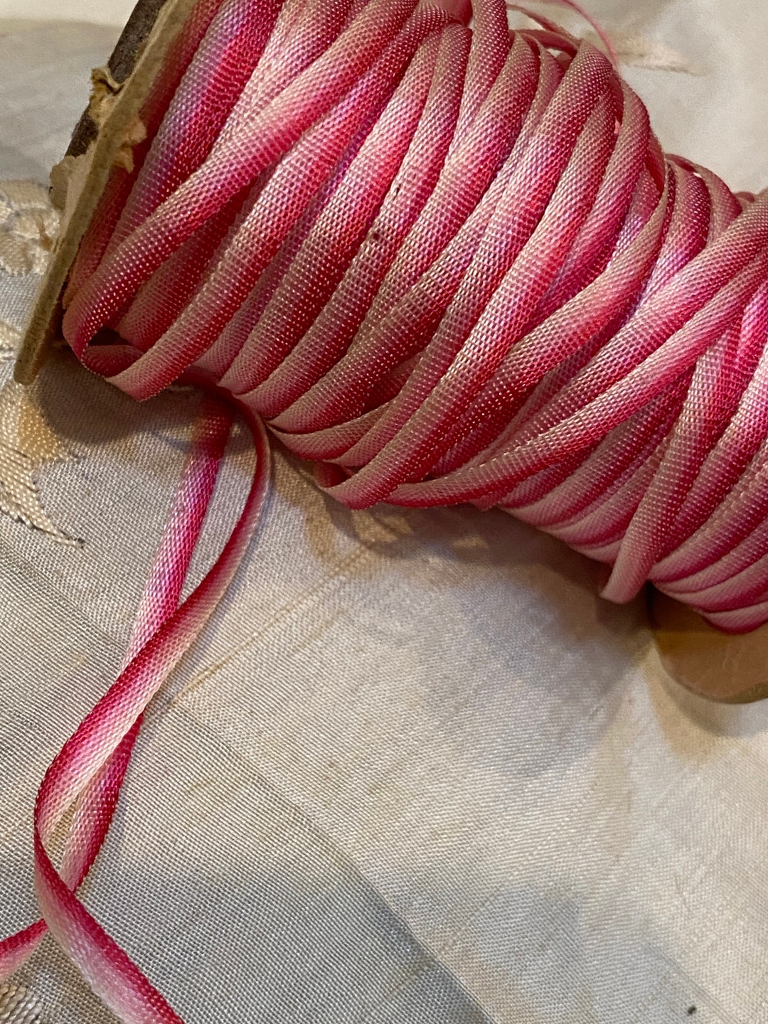 Tiny 1/8" Authentic Ribbon Work Wedding Silk Pinks Ribbon Antique - Etsy