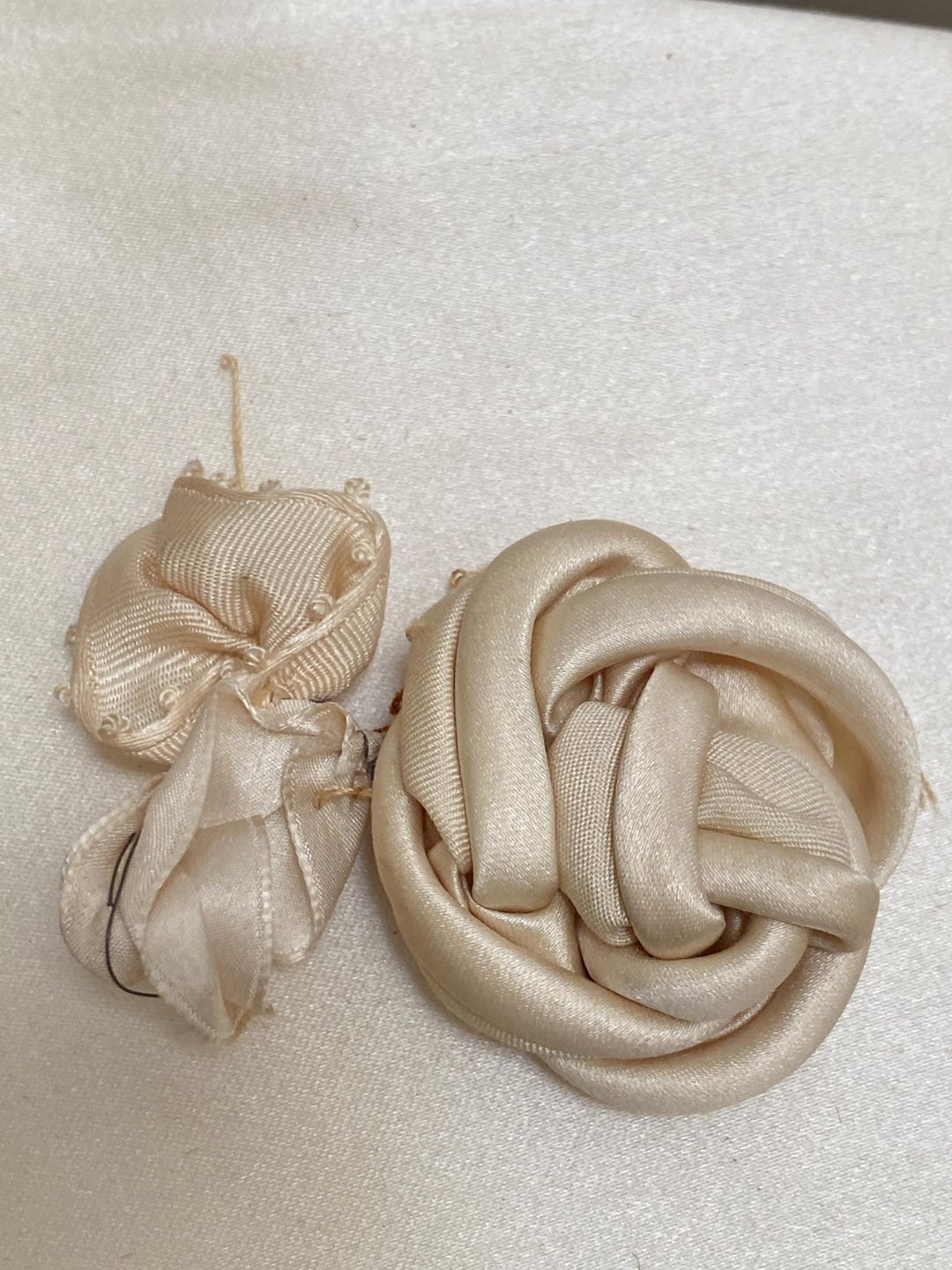 Rare Silk Antique Authentic Ribbon Work Ivory Rose - Etsy