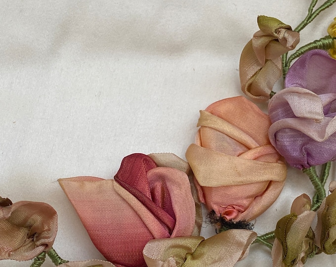 French Antique Silk Ribbon Work Authentic 1920s - Etsy