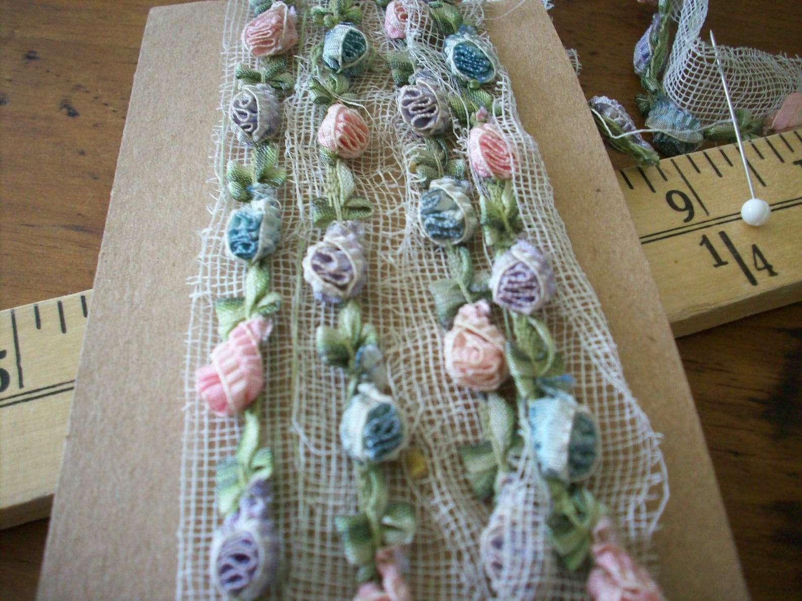 Rare Antique Authentic Ribbon Work Silk Ruffled Unusual - Etsy