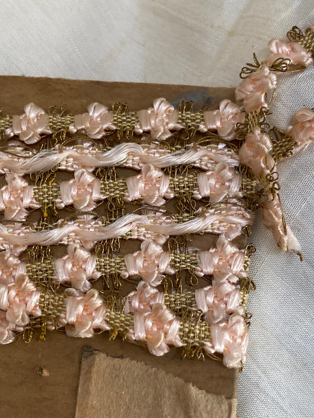 21" Antique Authentic Ribbon Work -like Silk Garland and Metal - Etsy