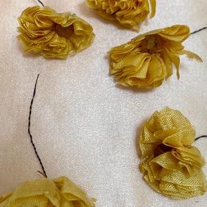 Pretty Ribbon Work 5 Silk Flowers With Glass Bead Centres - Etsy